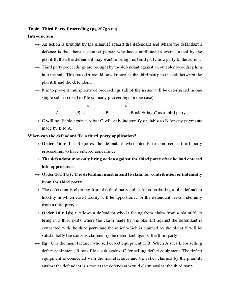Understanding Third Party Proceedings | PDF | Lawsuit | Damages