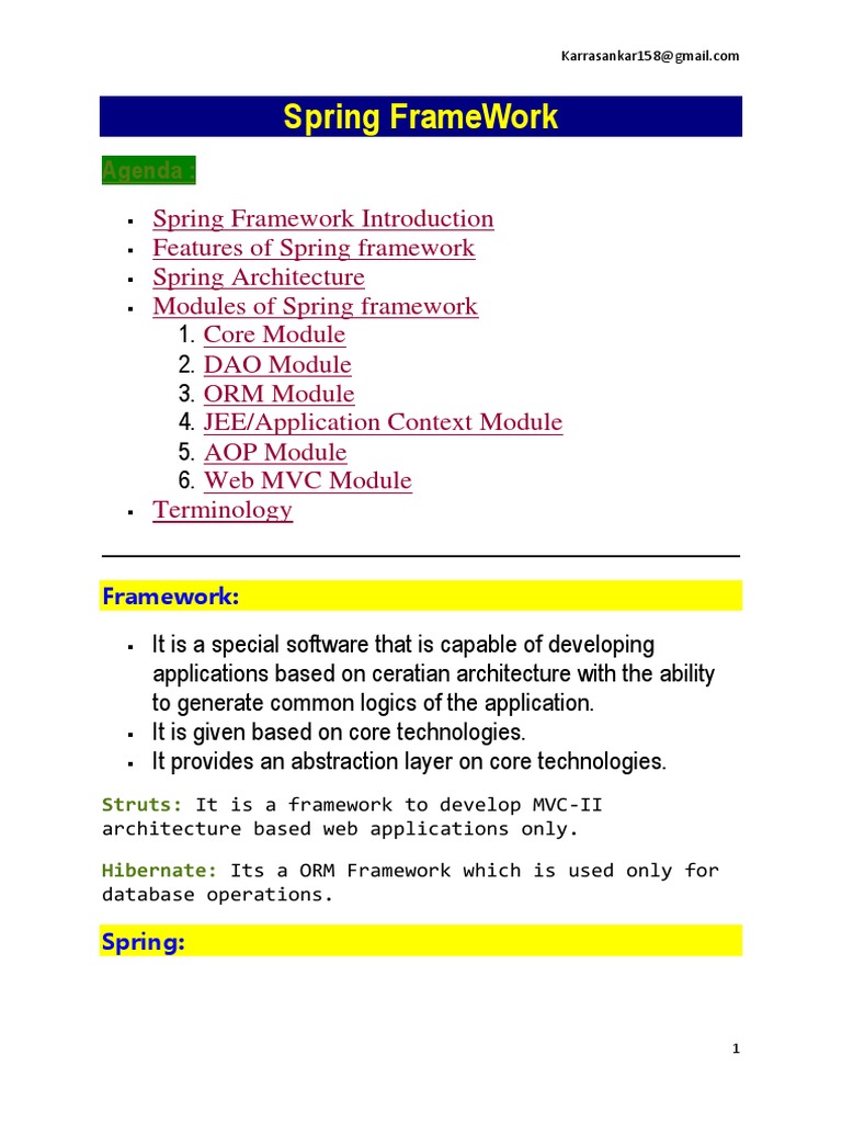 Spring Framework Pdf Spring Framework Constructor Object Oriented Programming