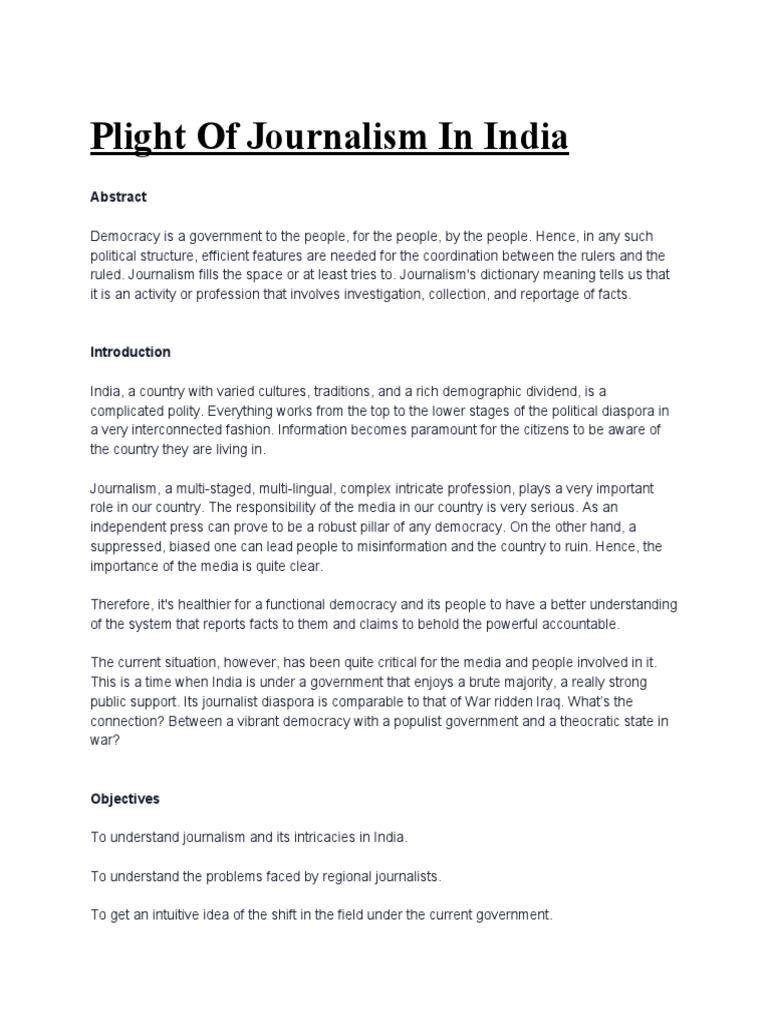 Plight of Journalism in India | PDF | Journalism | Freedom Of The Press