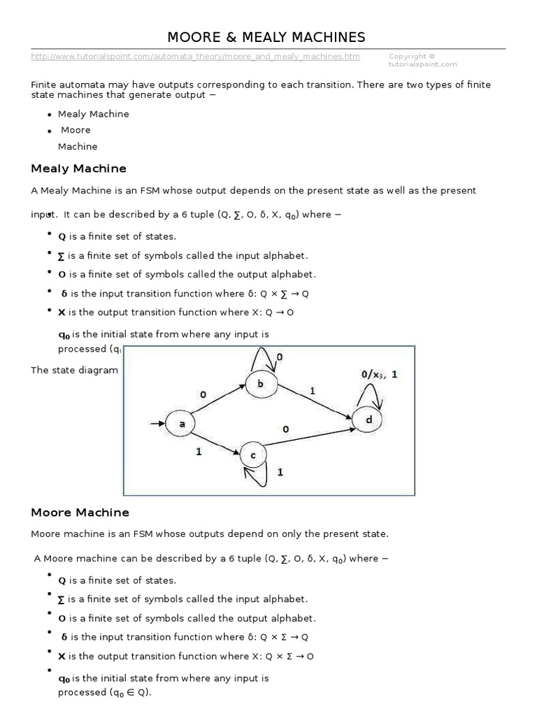 Moore & Mealy Machines | PDF | Conceptual Model | Digital Electronics