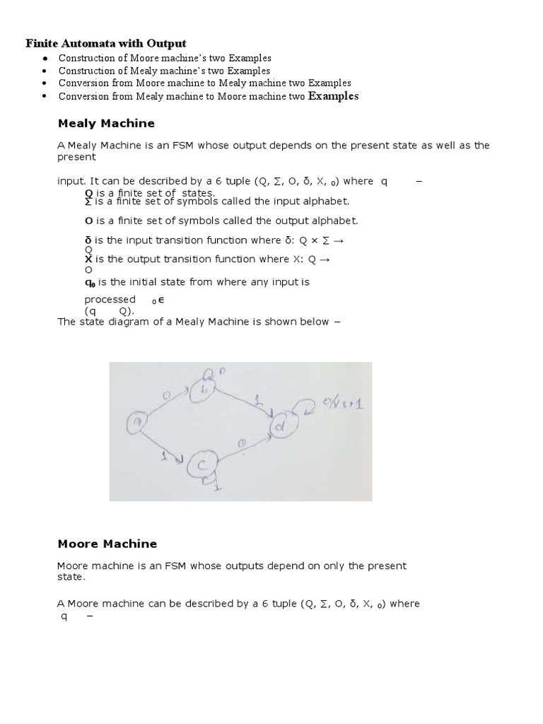 Examples: Finite Automata With Output | PDF | Conceptual Model ...