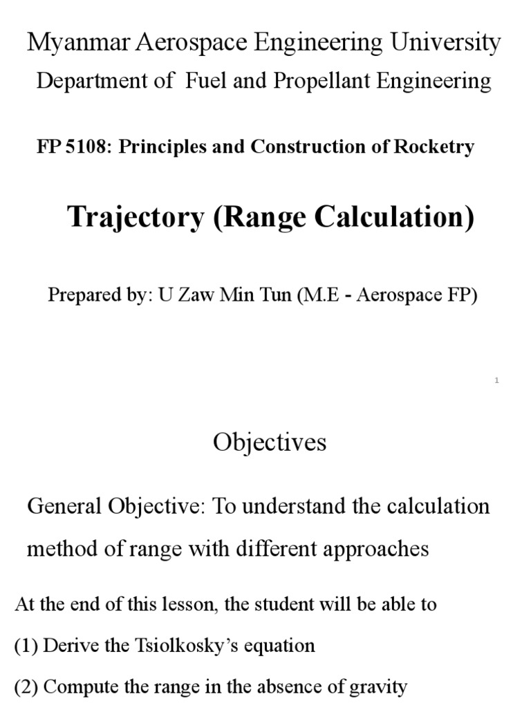 Trajectory (Range Calculation) | PDF | Trajectory | Gravity
