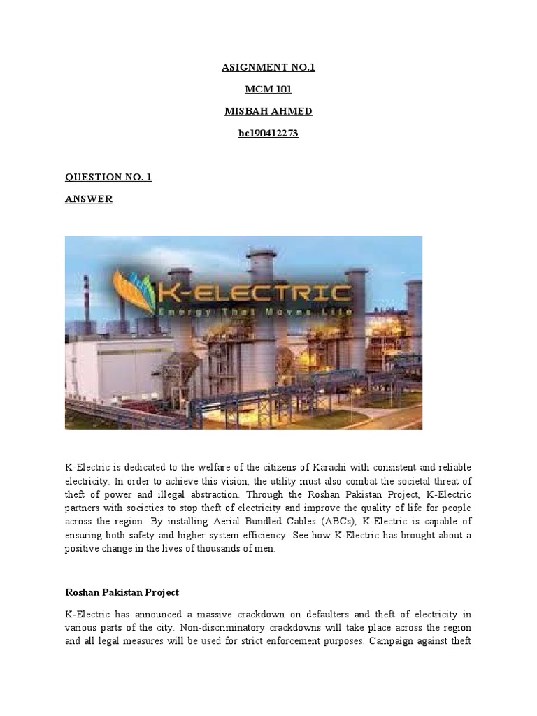 Asignment No.1 MCM 101 Misbah Ahmed bc190412273 | PDF | Power (Physics ...