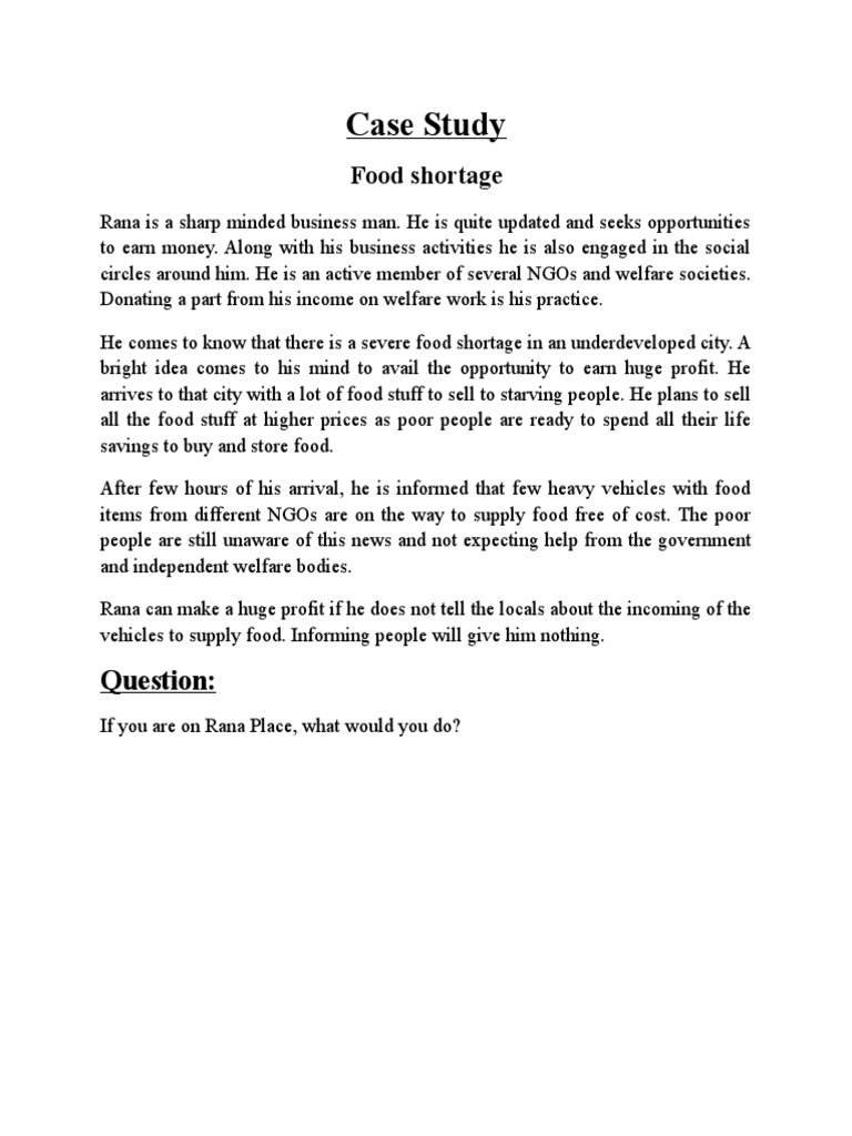 Case Study 1 - Food Shaortage | PDF | Social Science