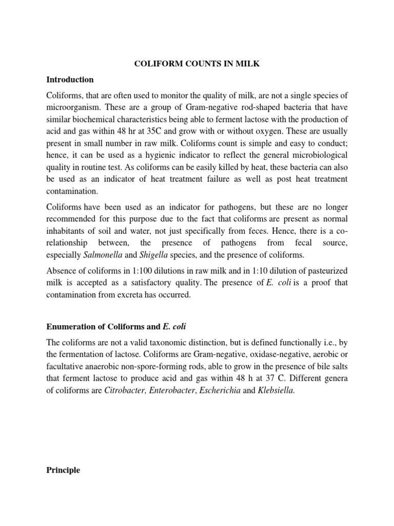 Coliform Count | PDF | Microbiology | Organic Chemical
