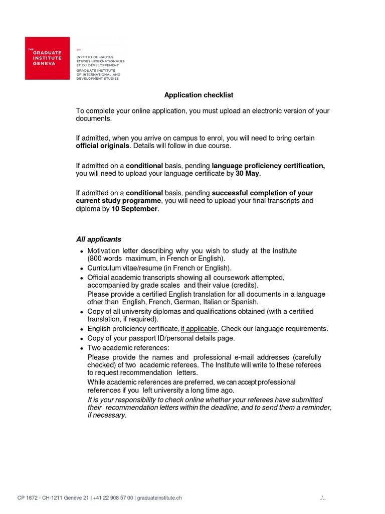 Application Checklist: All Applicants | Download Free PDF | Graduate ...