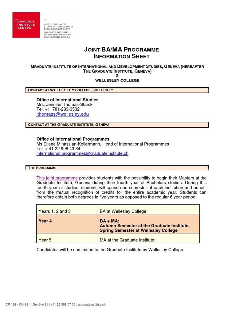 J Ba/Ma P I S: Oint Rogramme Nformation Heet | PDF | Master's Degree ...