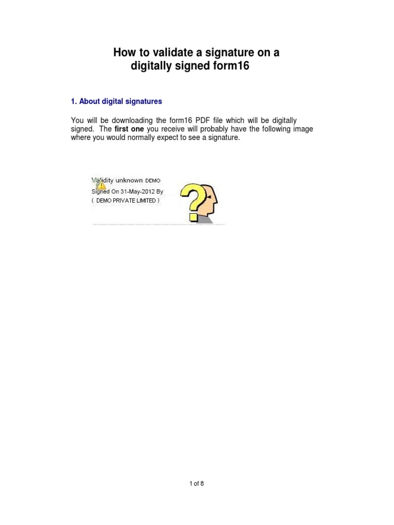 Form-16 Digital Sign Validate PDF | PDF