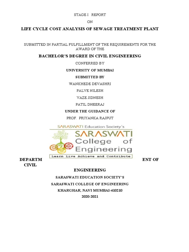 Sample - Stage I Report - 2020-21 | PDF | Sewage Treatment | Anaerobic ...