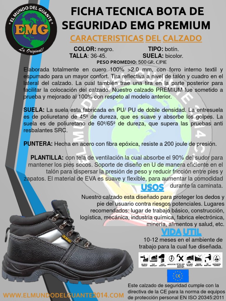 Ficha Tecnica Bota Emg Premium | PDF