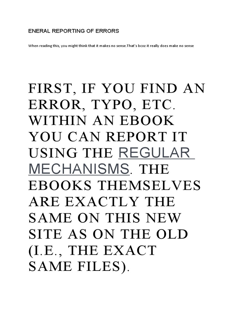 First, If You Find An Error, Typo, Etc. Within An Ebook You Can Report ...