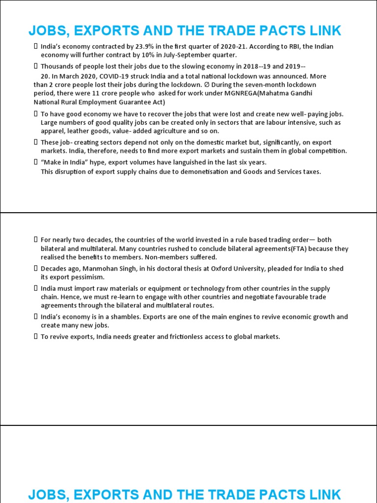 Jobs, Exports and The Trade Pacts Link | PDF | Business | Politics