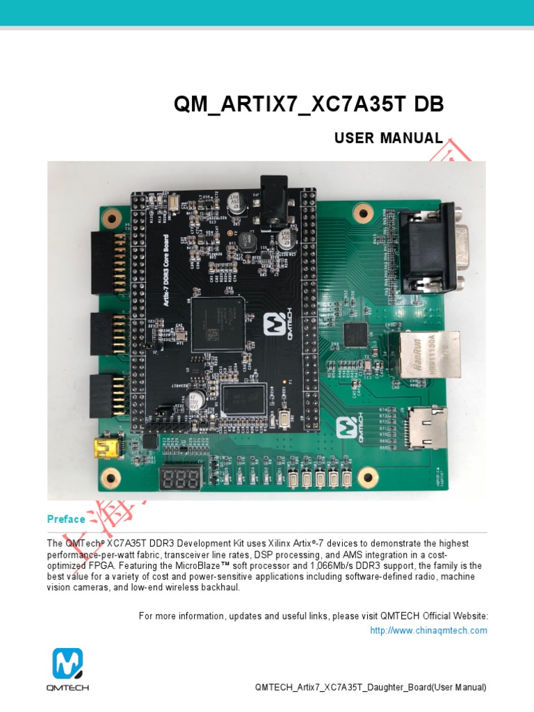 QM - Artix7 - Xc7A35T DB: User Manual | Download Free PDF | Field ...