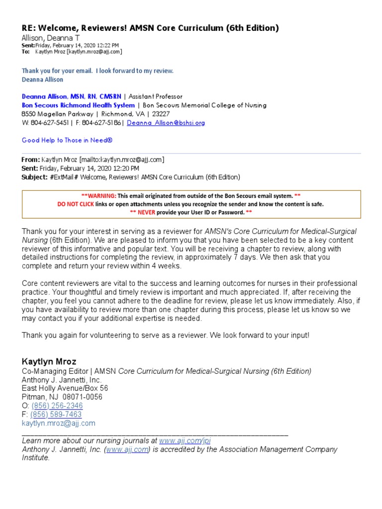 Re Welcome Reviewers Amsn Core Curriculum 6th Edition | PDF