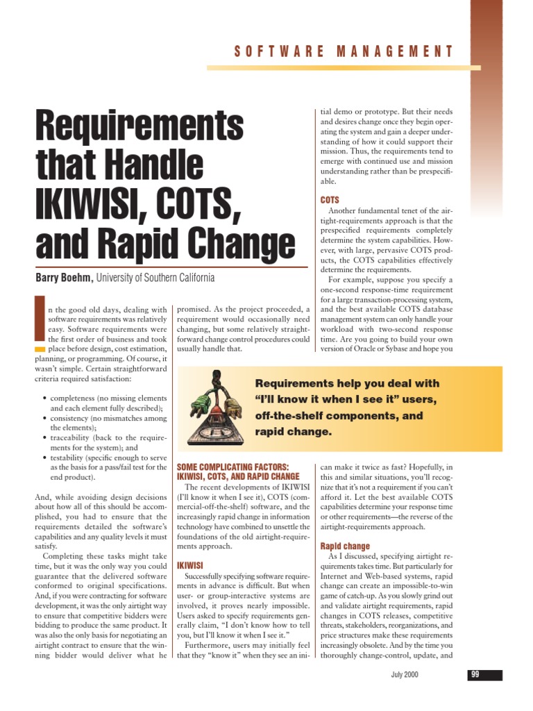 Requirements That Handle Ikiwisi, Cots, and Rapid Change: Software ...