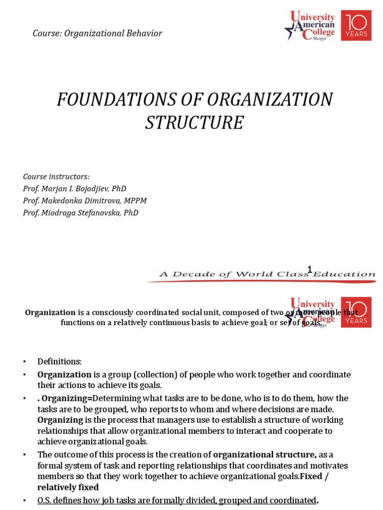 Foundations of Organization Structure | PDF | Organizational Structure ...