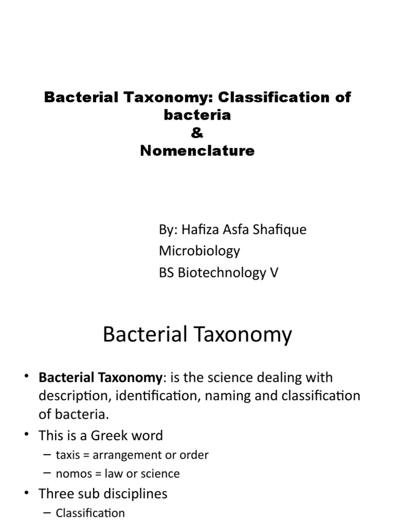 Bacterial Taxonomy: Classification of Bacteria & Nomenclature | PDF ...