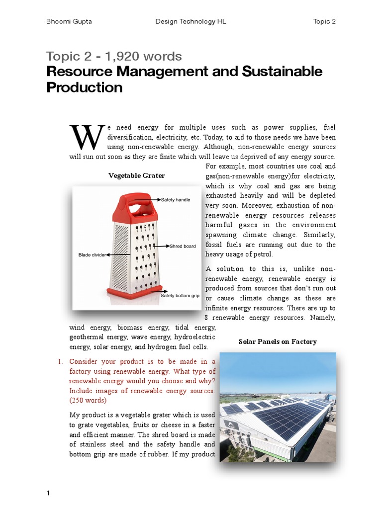 Resource Management and Sustainable Production | PDF | Renewable Energy ...