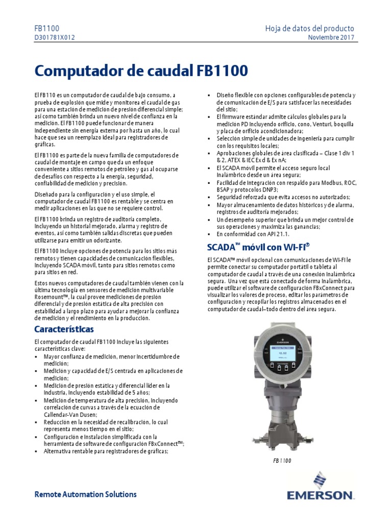 Fb1100-Flow-Computer - EMERSON | PDF | Scada | Medición