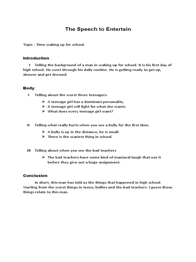 The Speech To Entertain | PDF