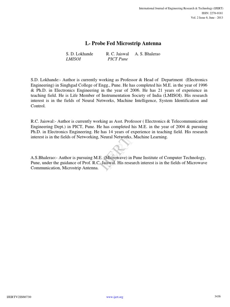 L - Probe Fed Microstrip Antenna | PDF | Antenna (Radio) | Electronics