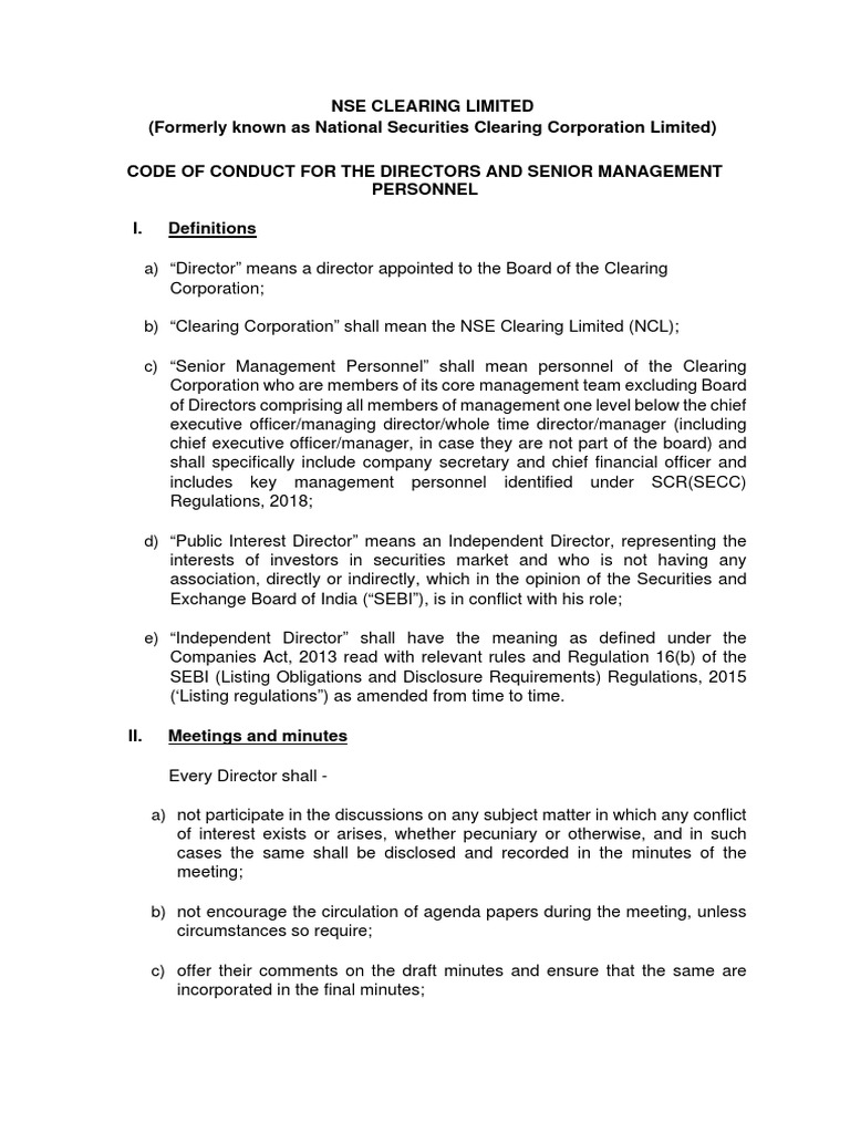 NSCCL Code Board PDF | PDF | Board Of Directors | Stocks