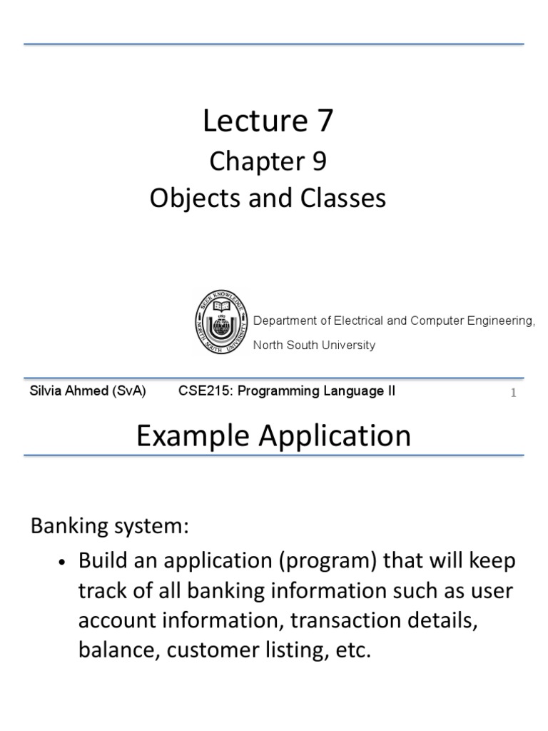 Objects And Classes Cse215 Programming Language Ii Silvia Ahmed Sva Pdf Constructor