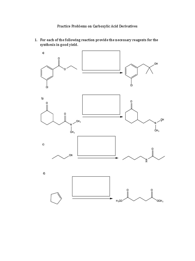 Carboxylic Acid Derivatives Practice | PDF | Acid | Change