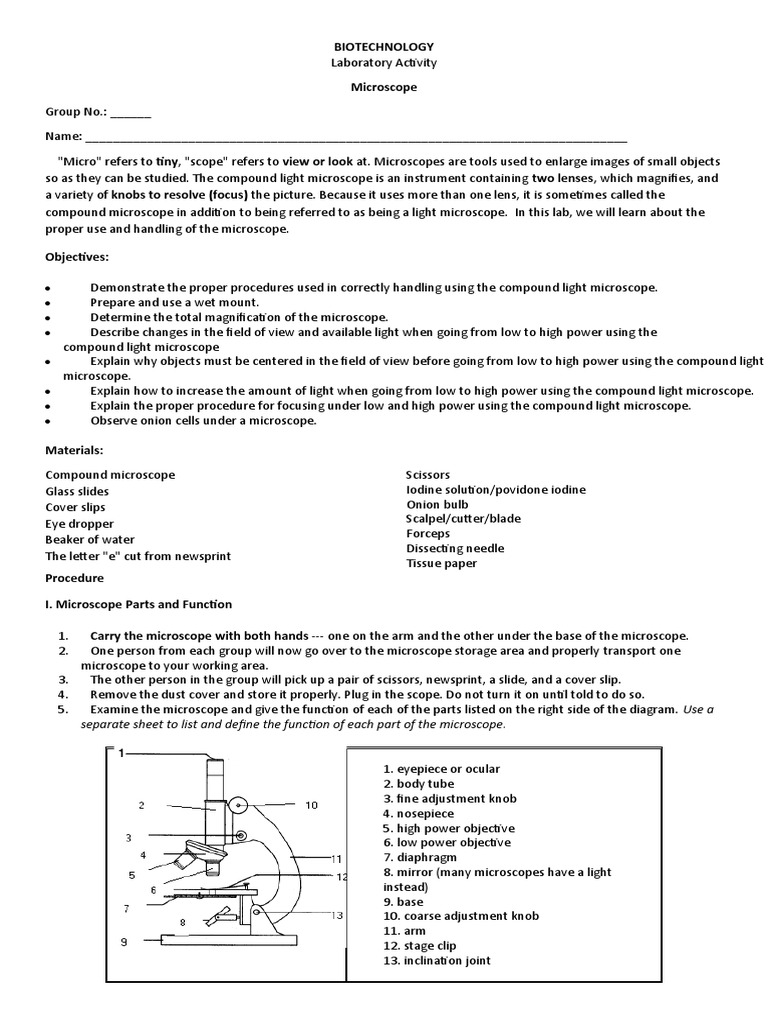Biotech Lab 4 Microscope | PDF | Microscope | Optics