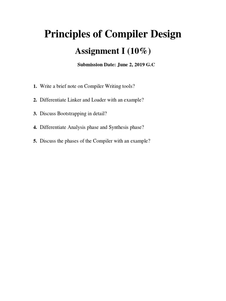 Principles of Compiler Design - Assignment I PDF | PDF | Business