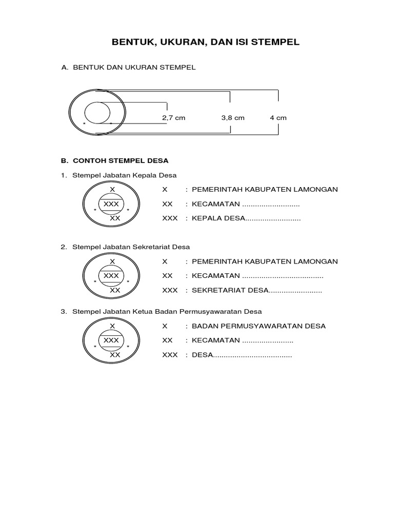 Bentuk, Ukuran, Dan Isi Stempel | PDF