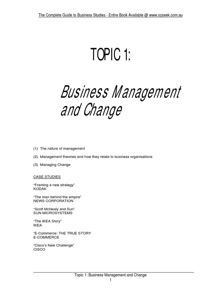 Business Management and Change: Topic 1 | PDF
