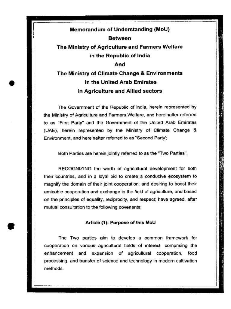 Article (1) : Purpose of This Mou | PDF