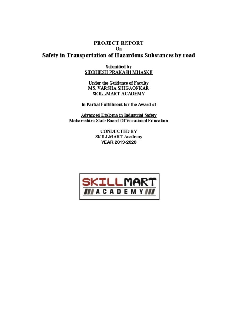 Safety in Transportation of Hazardous Substances by Road: Project ...