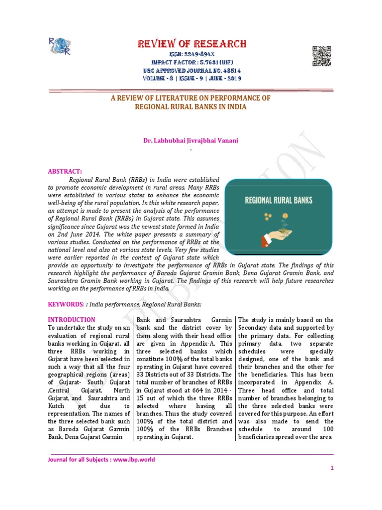 Review of Research: A Review of Literature On Performance of Regional ...