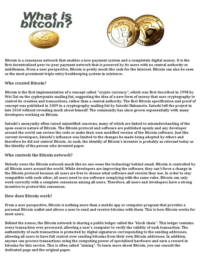 Bitcoin Is A Consensus Network That Enables A New Payment System and A Completely Digital Money ...