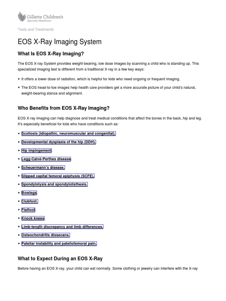 What Is EOS X-Ray Imaging? | Download Free PDF | Radiology | Medical ...