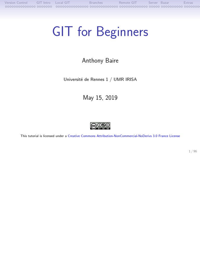 GIT For Beginners: Anthony Baire | PDF | Version Control | Utility Software