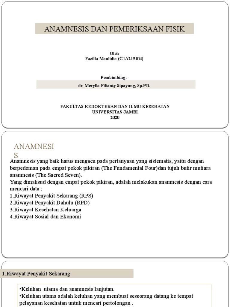Ppt-Anamnesis Dan Pemeriksaan Fisik (BST) - Stase Interne | PDF