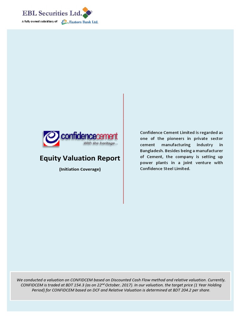 Equity Valuation Report On Confidence Cement Limited PDF | PDF ...