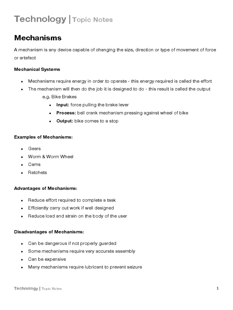 Technology - : Mechanisms | PDF | Belt (Mechanical) | Gear