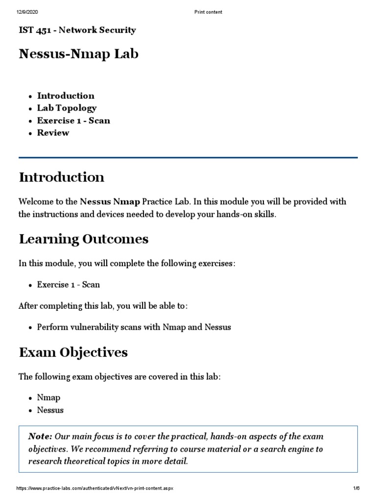 Nessus-Nmap Lab: IST 451 - Network Security | PDF