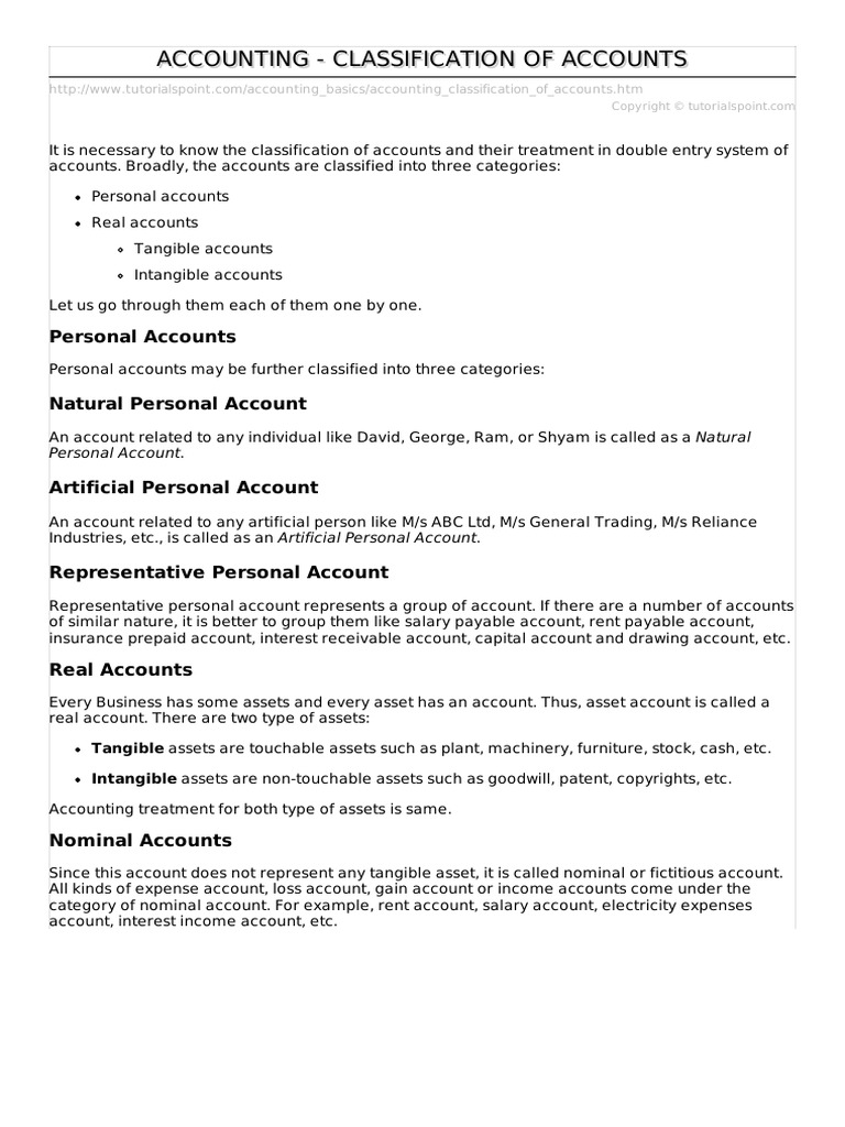 Accounting - Classification of Accounts | PDF | Law