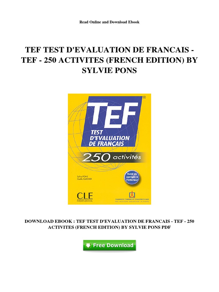Tef Test Devaluation de Francais Tef 250 Activites French Edition by ...