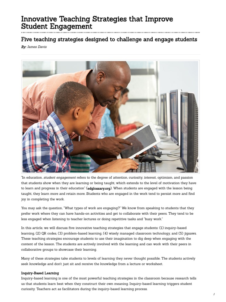 Innovative Teaching Strategies That Improve Student Engagement PDF ...
