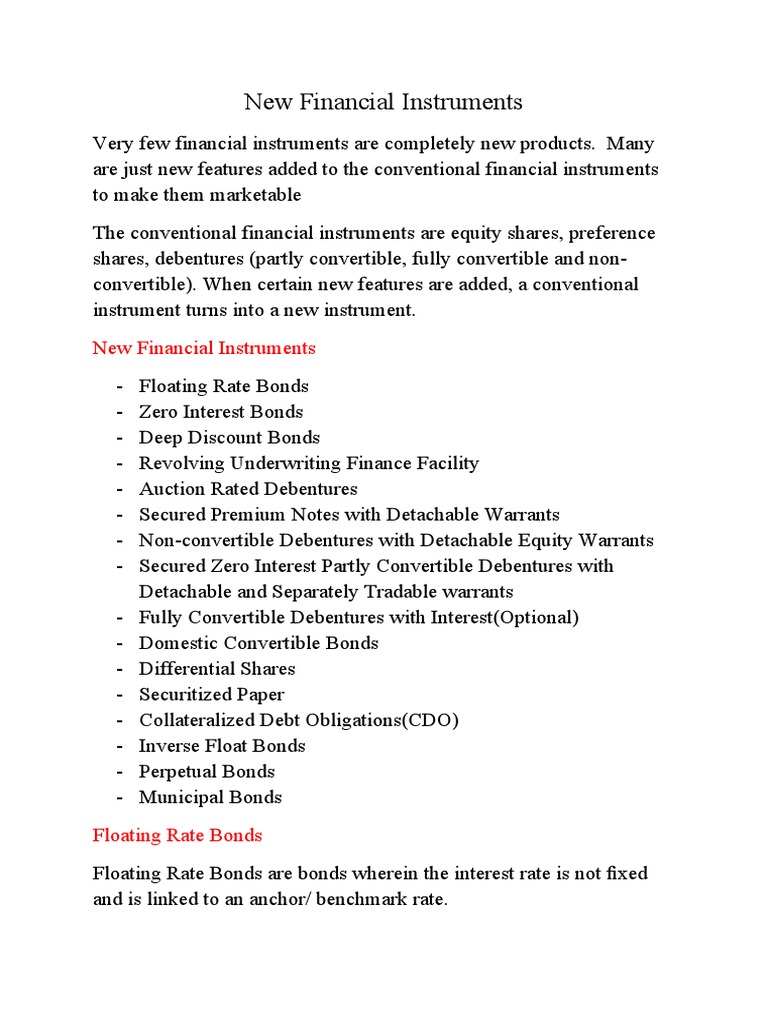 New Financial Instruments | PDF | Convertible Bond | Securitization