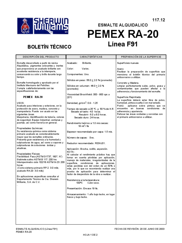 Bol-Tecnico PEMEX RA20 | PDF | Pintar | Química