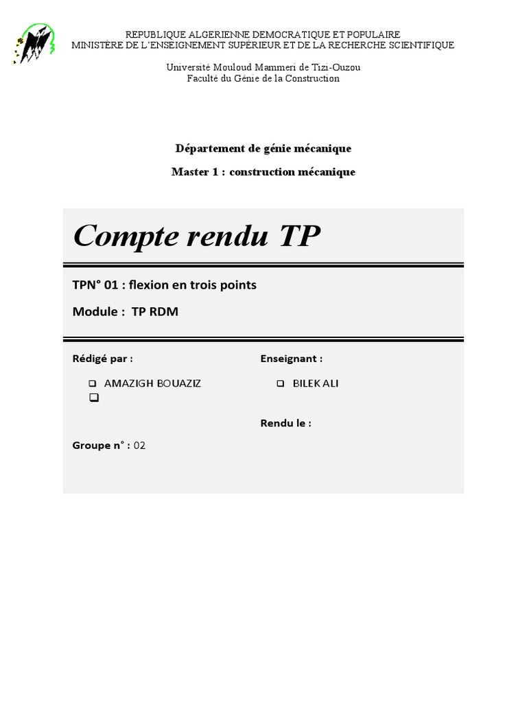 TP - rdm-1 Flex | PDF | Flexion (matériau) | Module de Young