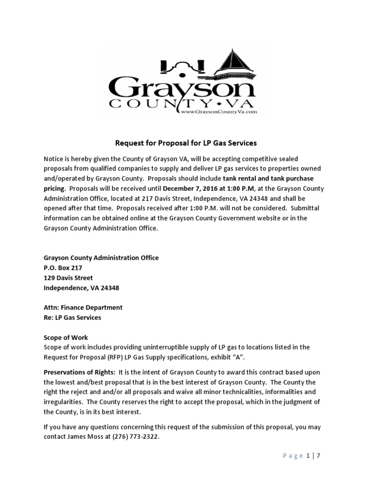 Request For Proposal For LP Gas Services | PDF | Request For Proposal ...