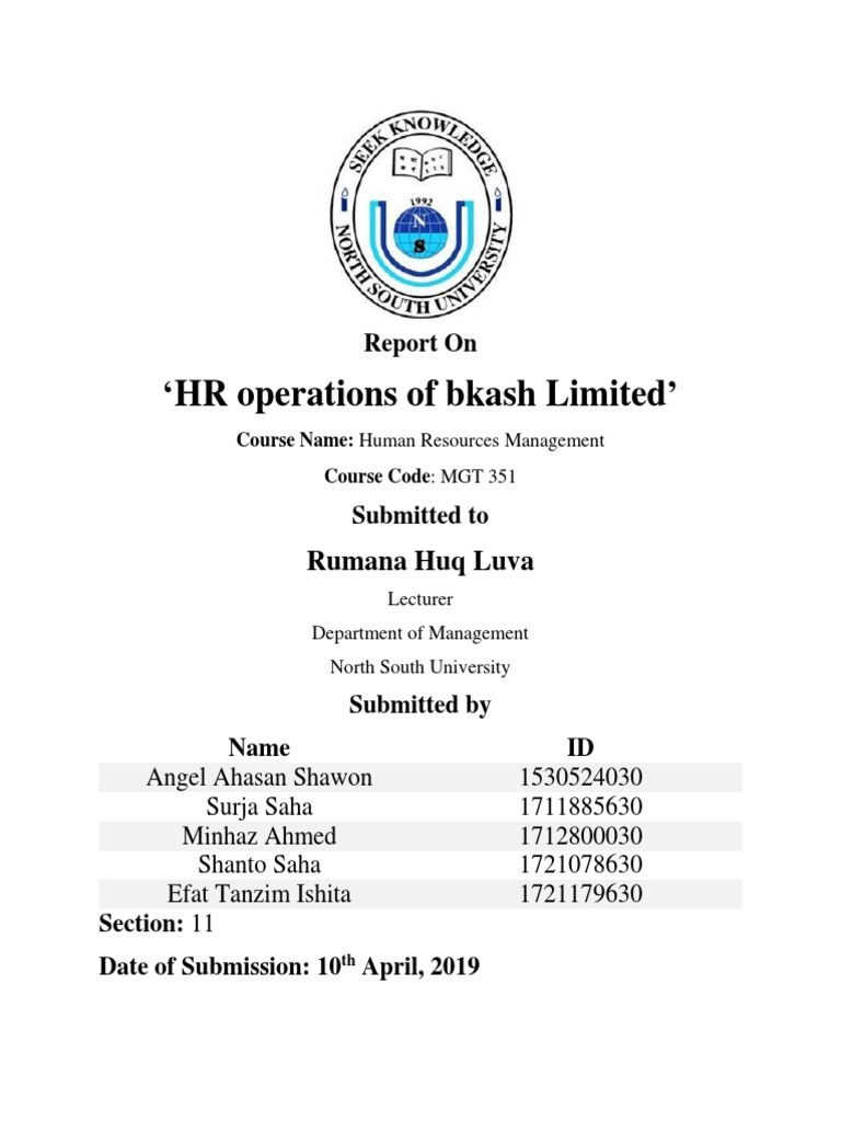 Human Resource Management at bKash: Recruitment, Training, Performance ...